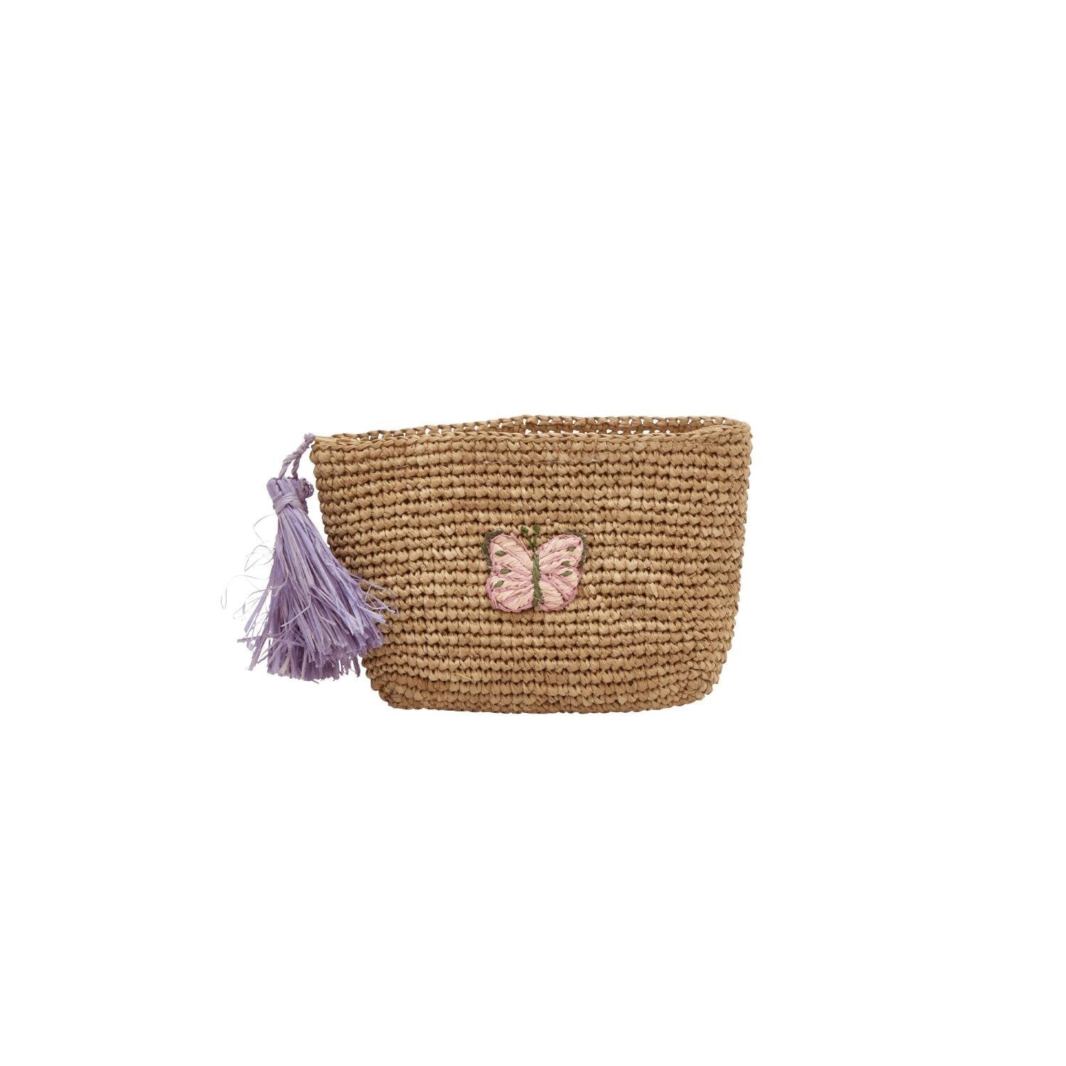 Clutch "Raffia - Butterfly" - 14x4x9 cm (Lavender/Tea) | Bertine
